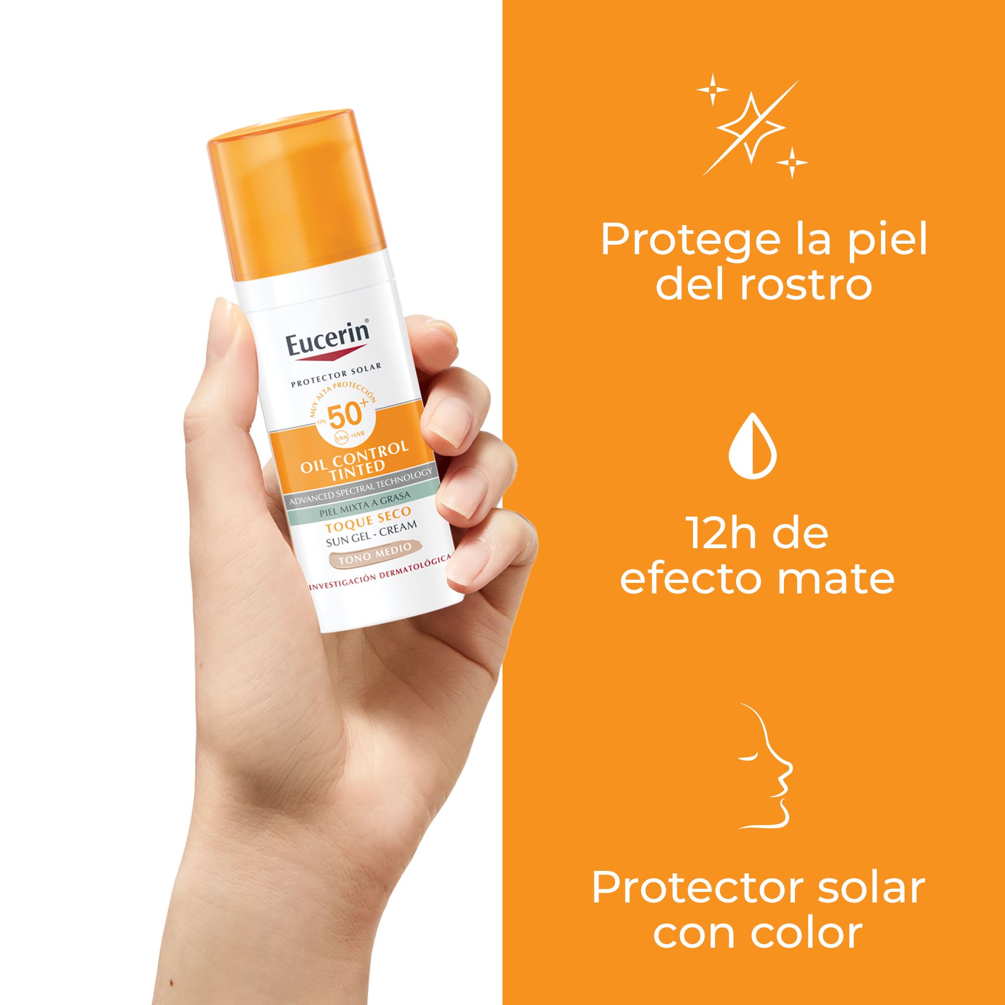 Protector Solar Facial Oil Control Tono Medio FPS 50+ | Eucerin