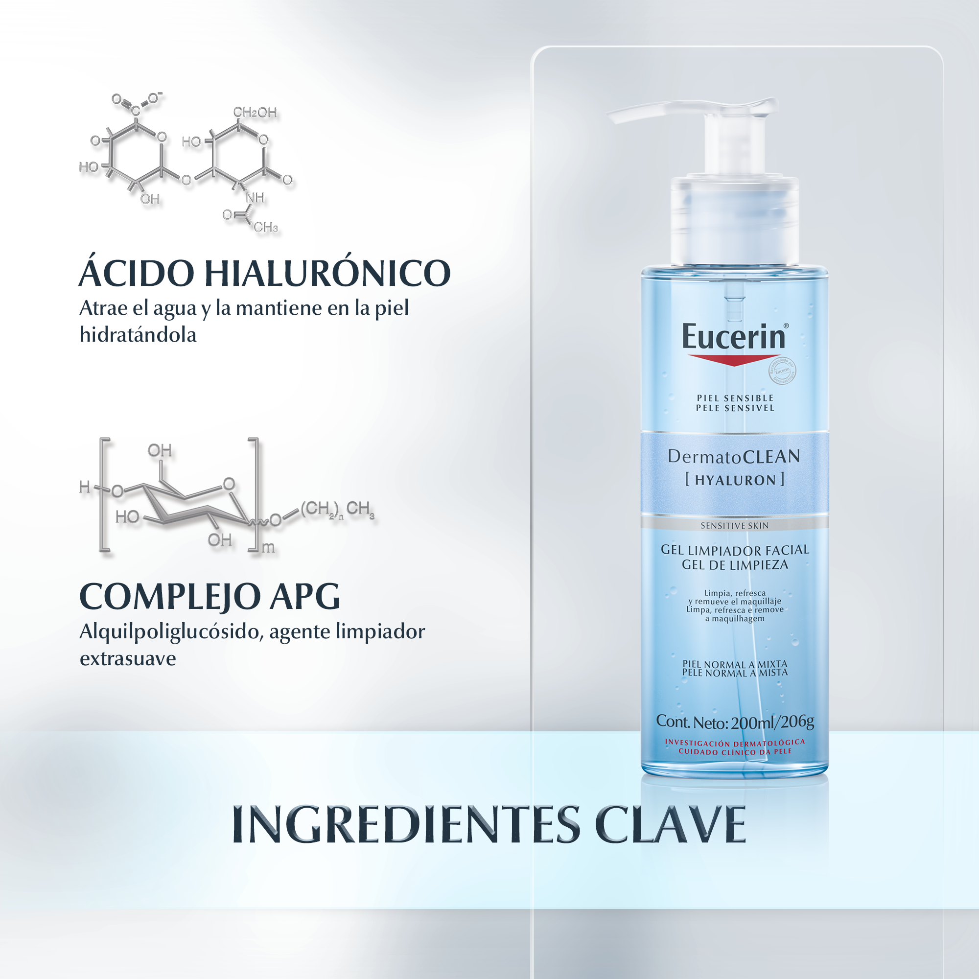 Gel Limpiador Facial para Piel Normal y Mixta DermatoCLEAN | Eucerin