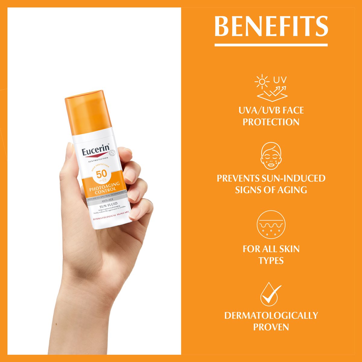 Sun Fluid Photoaging Control SPF 50 | Anti-age sunscreen for face | Eucerin