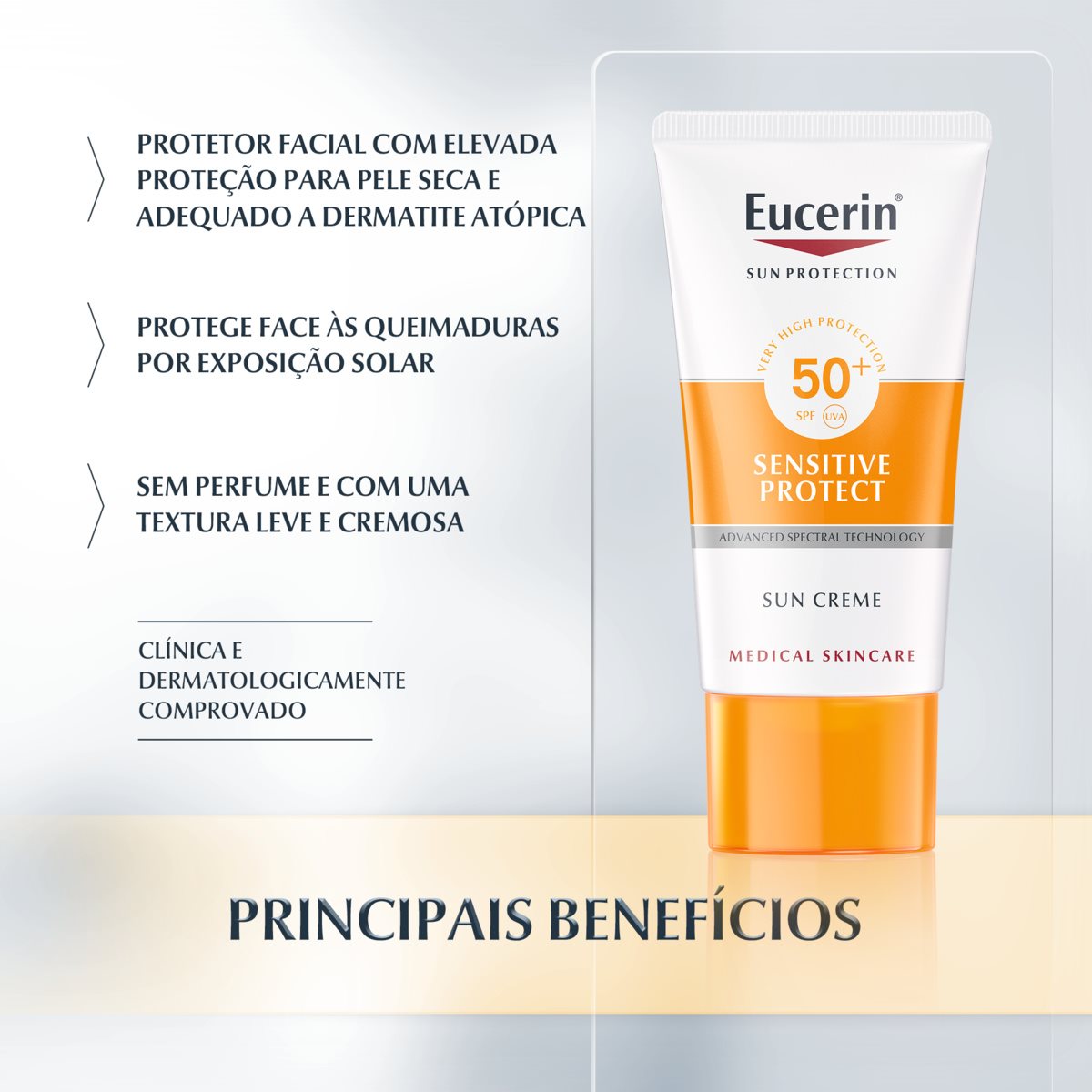 Eucerin: Protecção Solar | Creme Solar Rosto FPS 50+ | Protector Solar