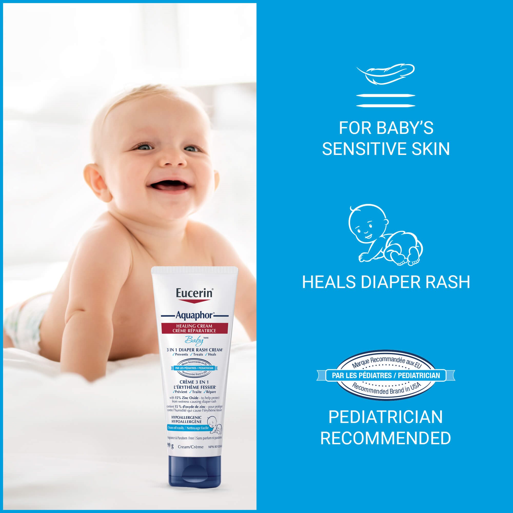 Aquaphor Baby 3 in 1 Diaper Rash Cream Eucerin Canada
